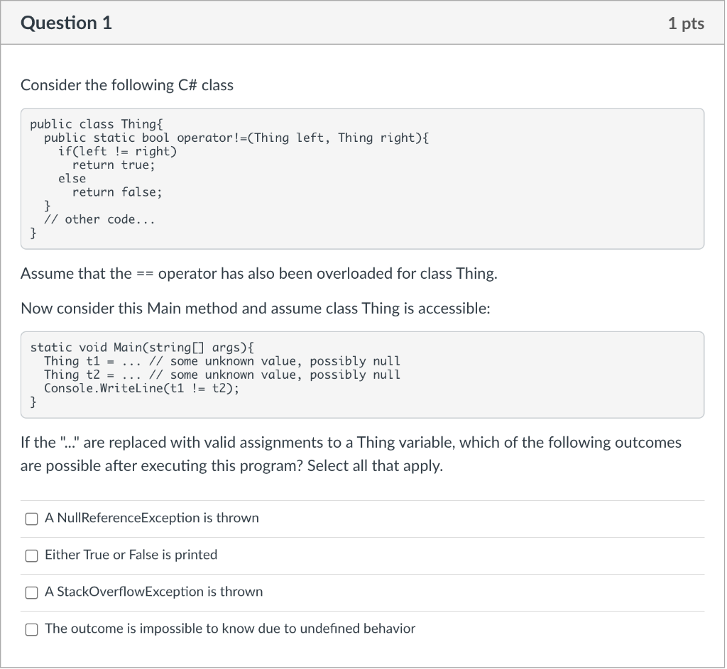 Solved Question 2 1 pts For which of the following classes | Chegg.com