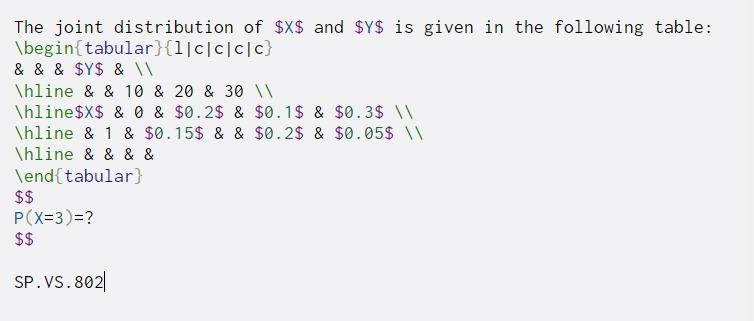 Solved The joint distribution of $X$ and $y$ is given in the | Chegg.com