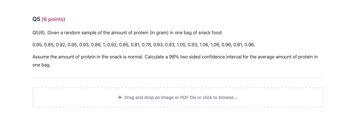 Solved Q5 (6 points) Q5(6). Given a random sample of the | Chegg.com