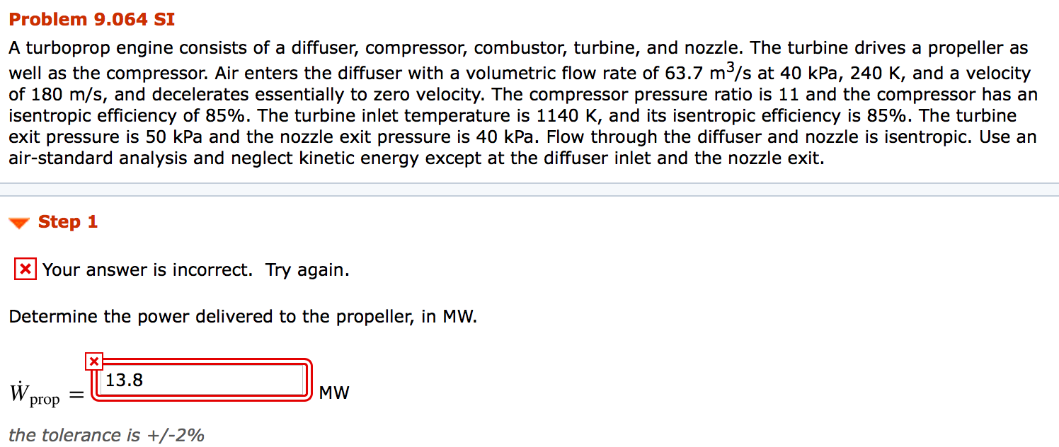 Solved Problem 9.064 SI A turboprop engine consists of a | Chegg.com