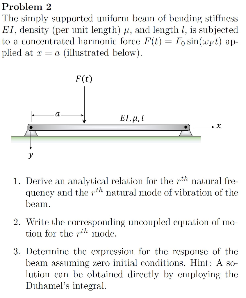 Problem 2 The simply supported uniform beam of | Chegg.com