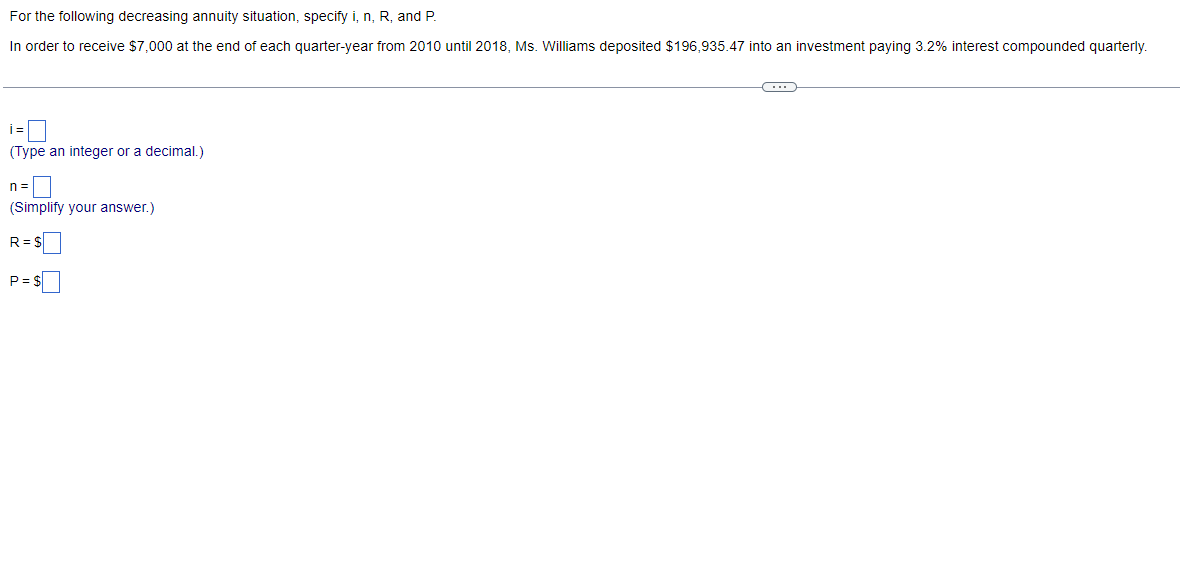 Solved For the following decreasing annuity situation, | Chegg.com