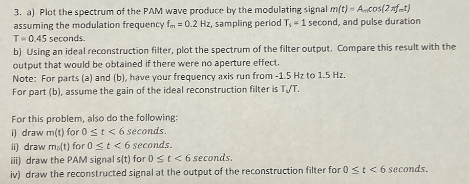 Solved 3. a) Plot the spectrum of the PAM wave produce by | Chegg.com