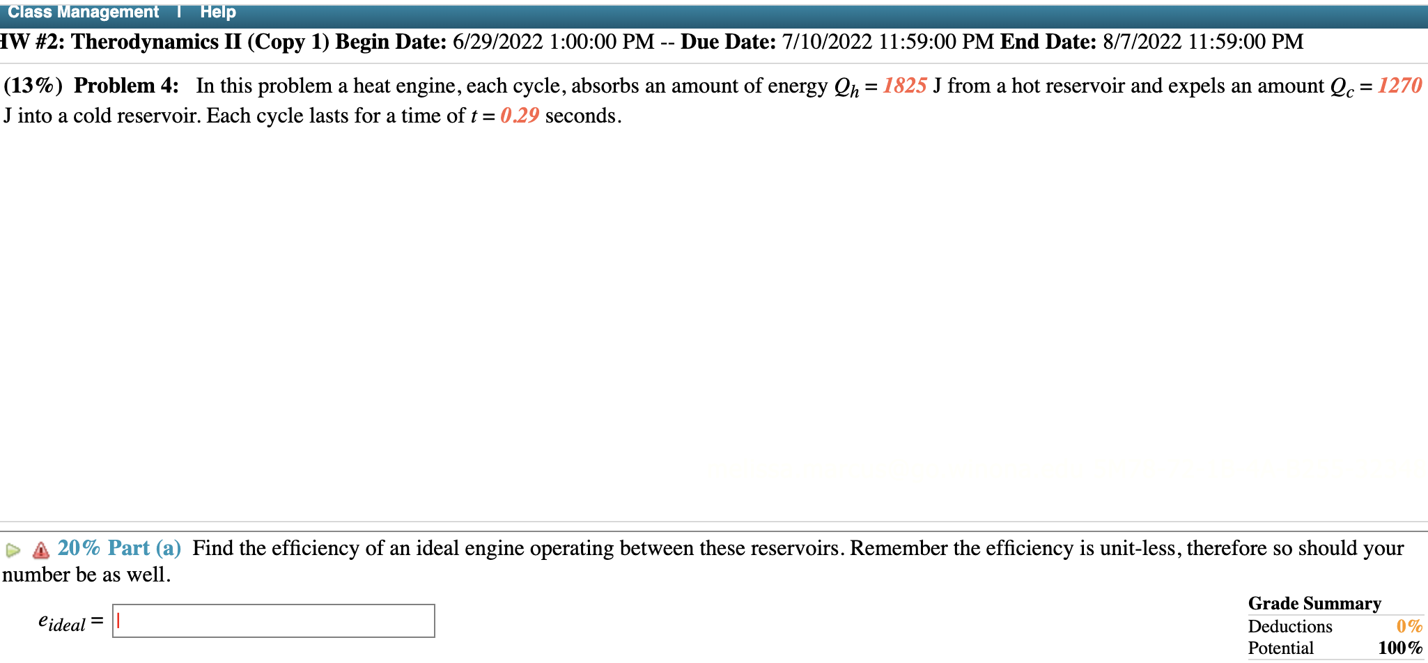 Solved Class Management | Help HW #2: Therodynamics II (Copy | Chegg.com