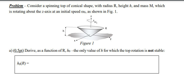 Problem - Consider a spinning top of conical shape, | Chegg.com