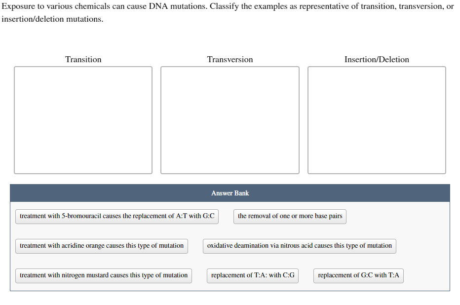 Solved Exposure to various chemicals can cause DNA | Chegg.com