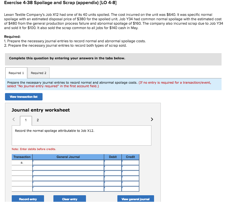 Solved Exercise 4-38 Spoilage and Scrap (appedixLO 4-8] | Chegg.com