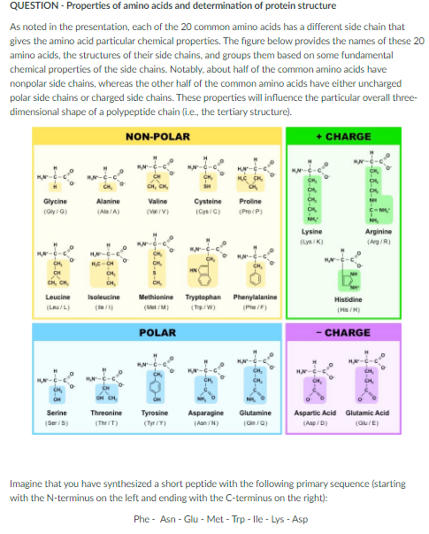 Solved QUESTION - Properties of amino acids and | Chegg.com