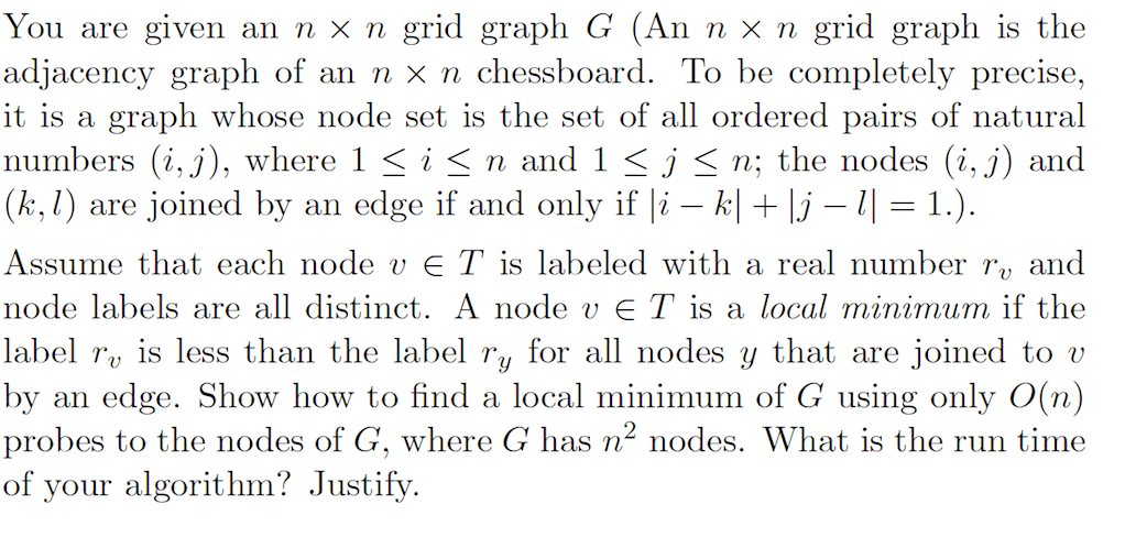 You are given an n × n grid graph G (An n × n grid | Chegg.com