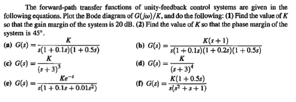 Solved The forward-path transfer functions of unity-feedback | Chegg.com