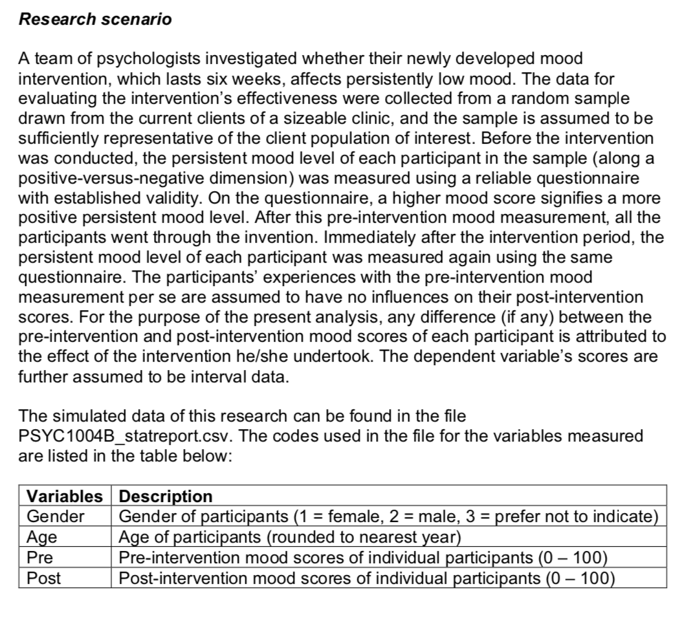 Research scenario A team of psychologists | Chegg.com