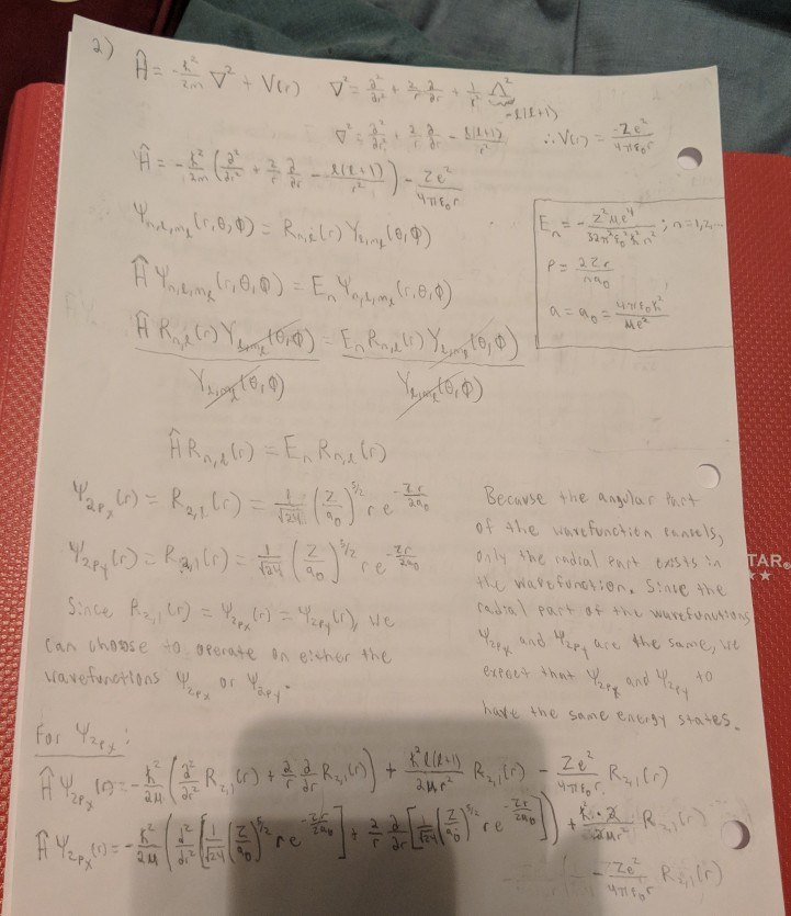 Solved 2. The 2p, and 2py wave functions are constructed as | Chegg.com