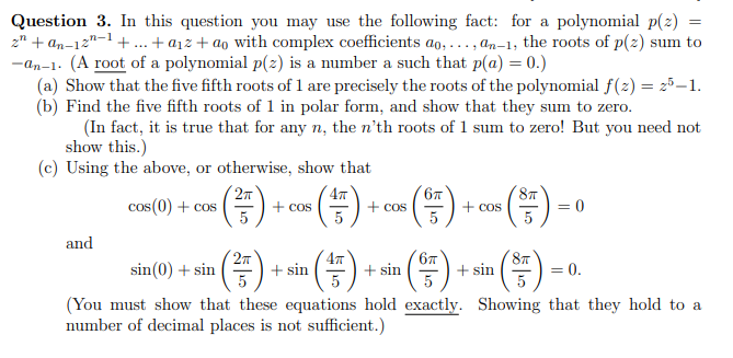 Solved = Question 3. In this question you may use the | Chegg.com