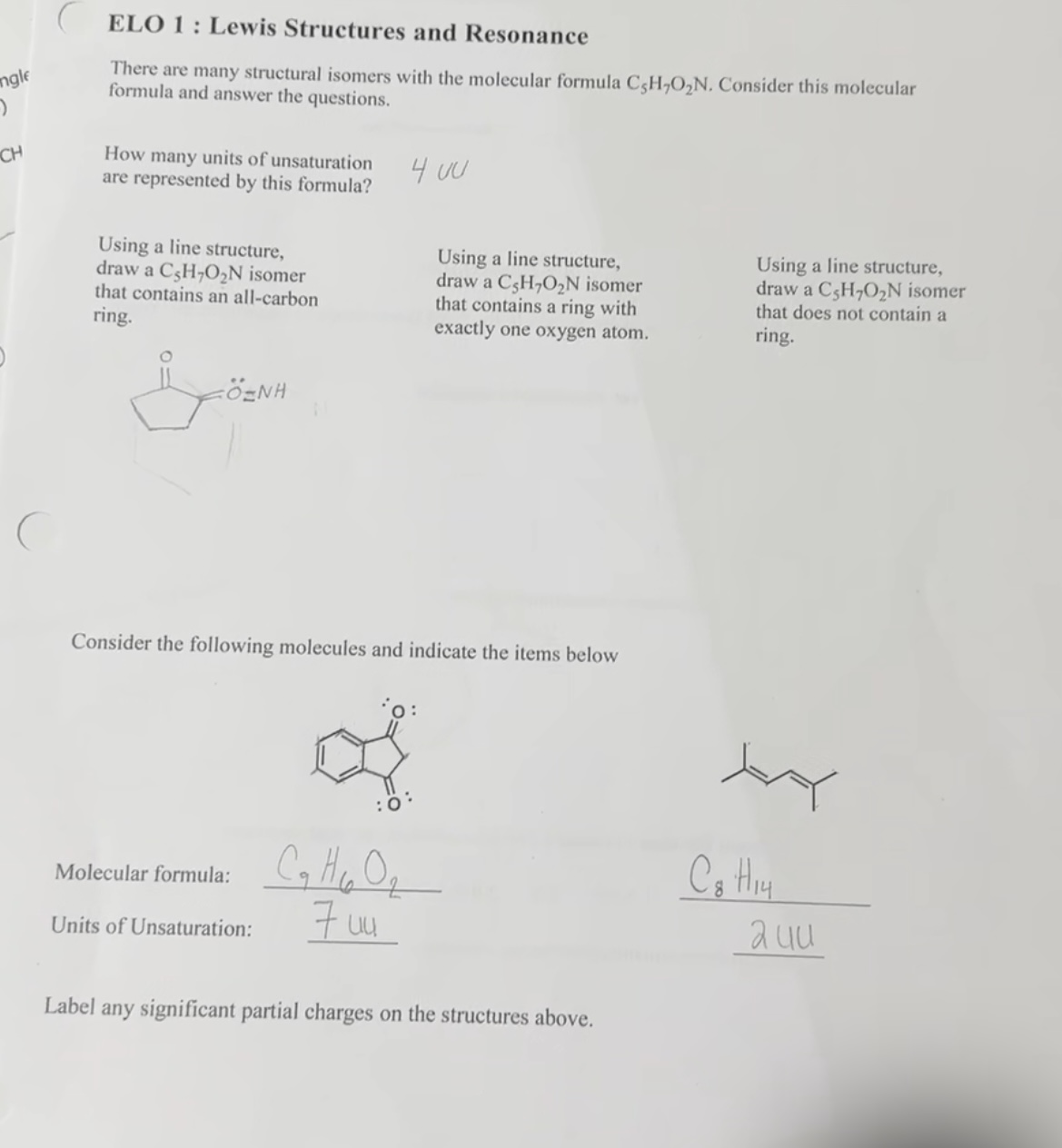 Solved ELO 1 ﻿: Lewis Structures and ResonanceThere are many | Chegg.com