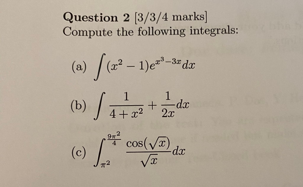 Solved Question 2 [3/3/4 marks] Compute the following | Chegg.com