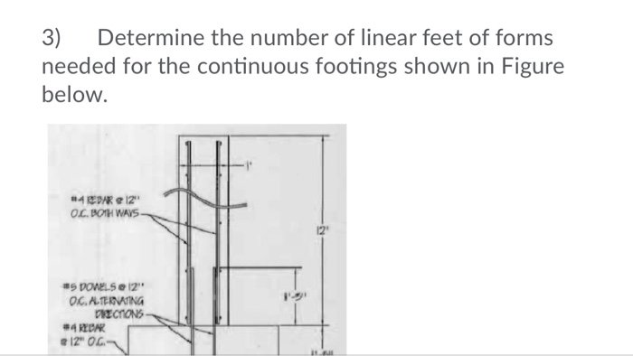 3) Determine the number of linear feet of forms | Chegg.com