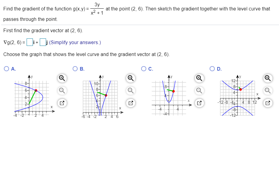 Solved 3y Find the gradient of the function g(x,y)= at the | Chegg.com