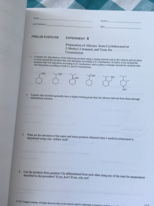 Solved Nane ection Oste PRELAD EXERCISE EXPERIMENT | Chegg.com