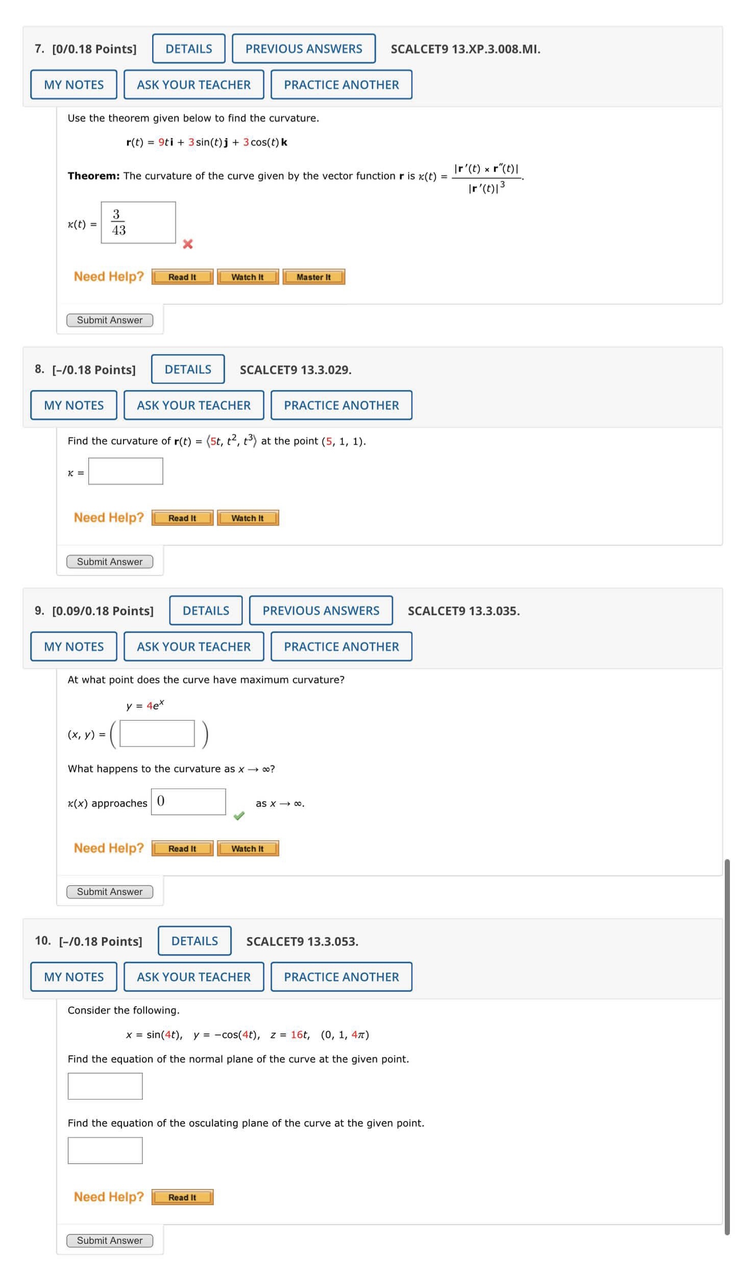 Solved 0/0.18 Points] SCALCET9 13.XP.3.008.MI. Use the | Chegg.com