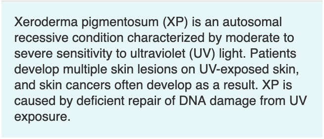 Solved Xeroderma pigmentosum (XP) is an autosomal recessive | Chegg.com