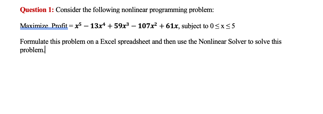 Solved Question 1: Consider the following nonlinear | Chegg.com