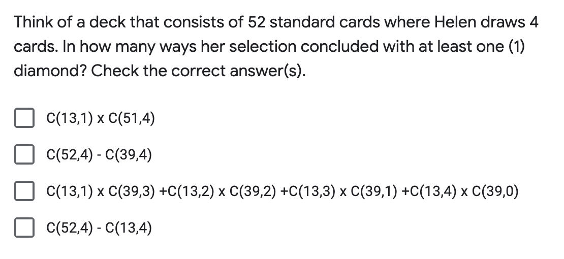 Solved Think of a deck that consists of 52 standard cards | Chegg.com