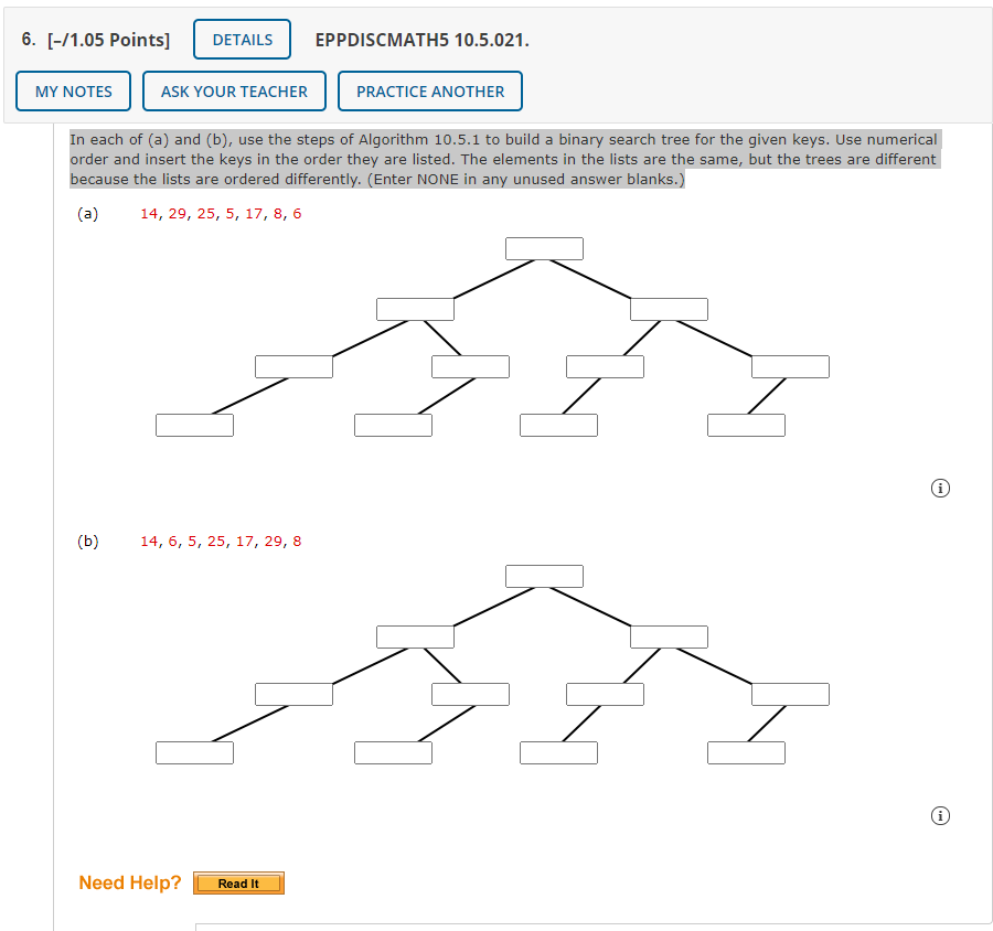 Solved 6. [-/1.05 Points] DETAILS EPPDISCMATH5 10.5.021. MY | Chegg.com