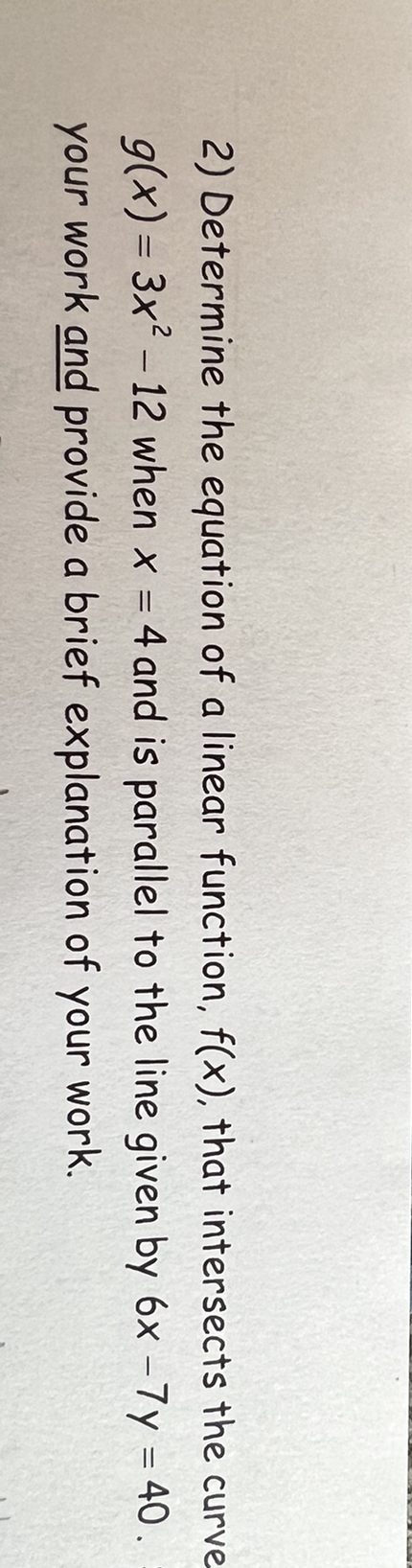 Solved 2 Determine The Equation Of A Linear Function F X