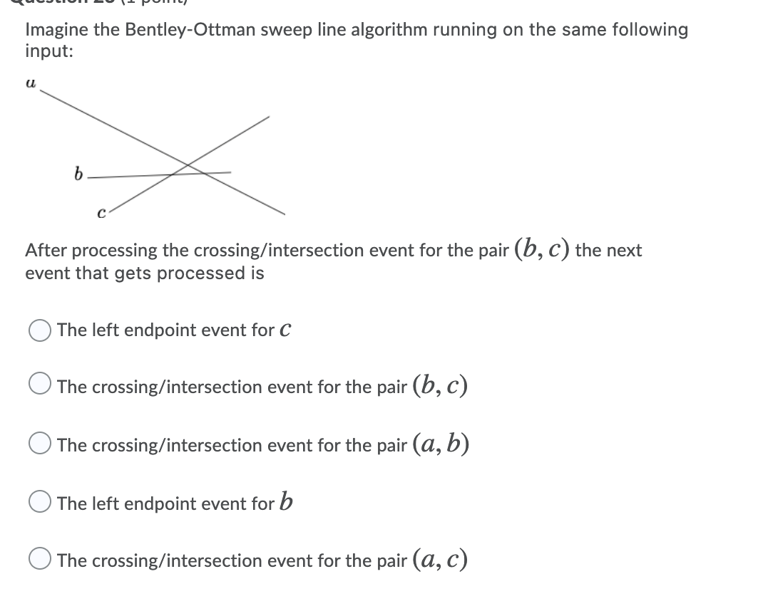 Solved Imagine the Bentley-Ottman sweep line algorithm | Chegg.com