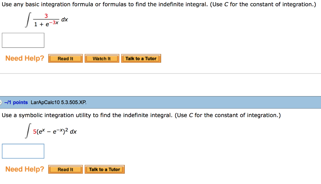 Solved Use any basic integration formula or formulas to find | Chegg.com
