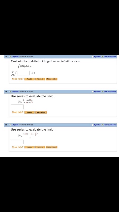 Solved Evaluate The Indefinite Integral As An Infinite