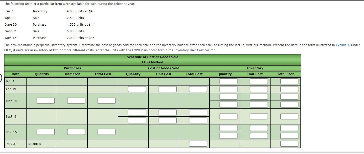 Solved The following units of a particular item were | Chegg.com