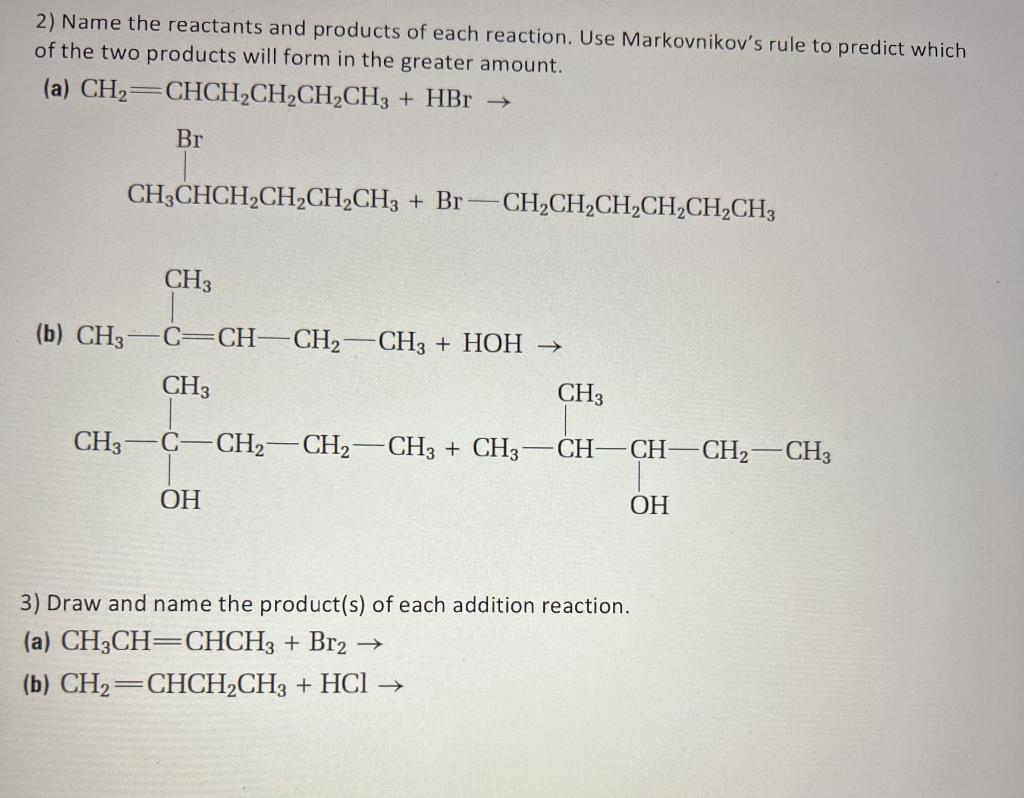 Solved 2) Name the reactants and products of each reaction. | Chegg.com