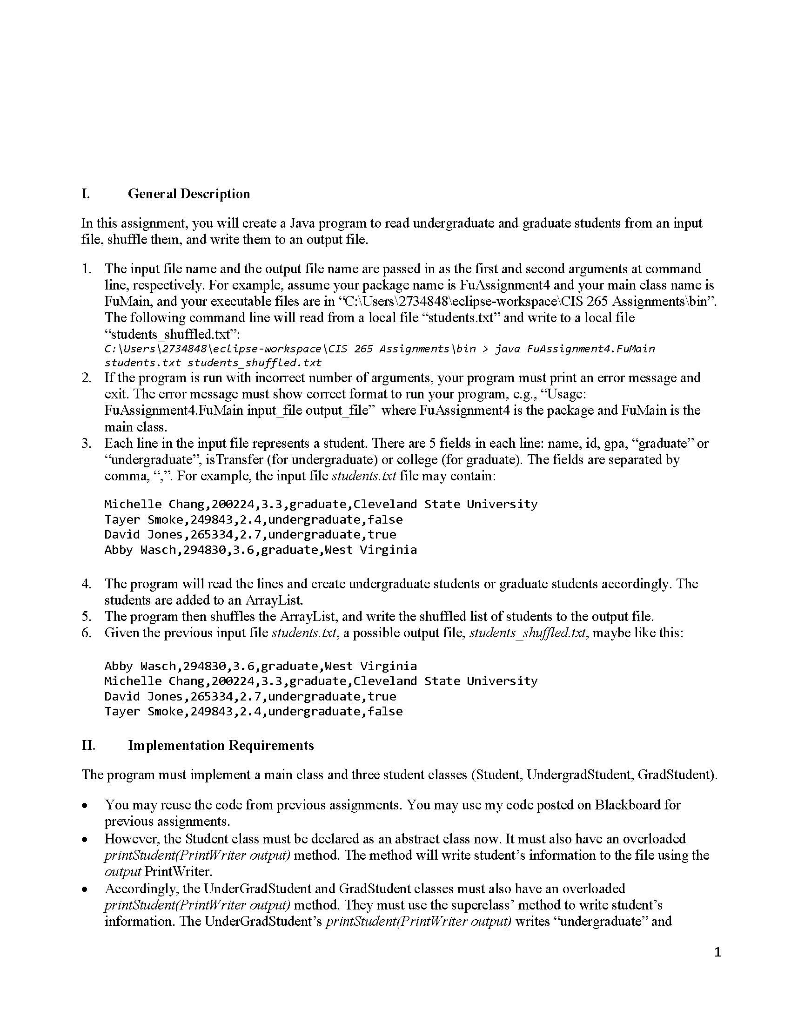 I General Description In This Assignment You Will 7509