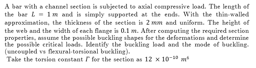 A bar with a channel section is subjected to axial | Chegg.com