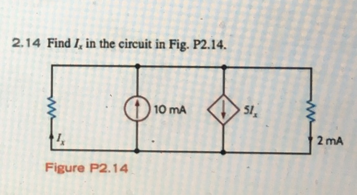 Solved Find I _x in the circuit in Fig. P2.14. 10 mA Figure | Chegg.com