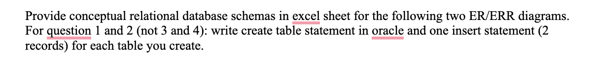 Solved Provide conceptual relational database schemas in | Chegg.com