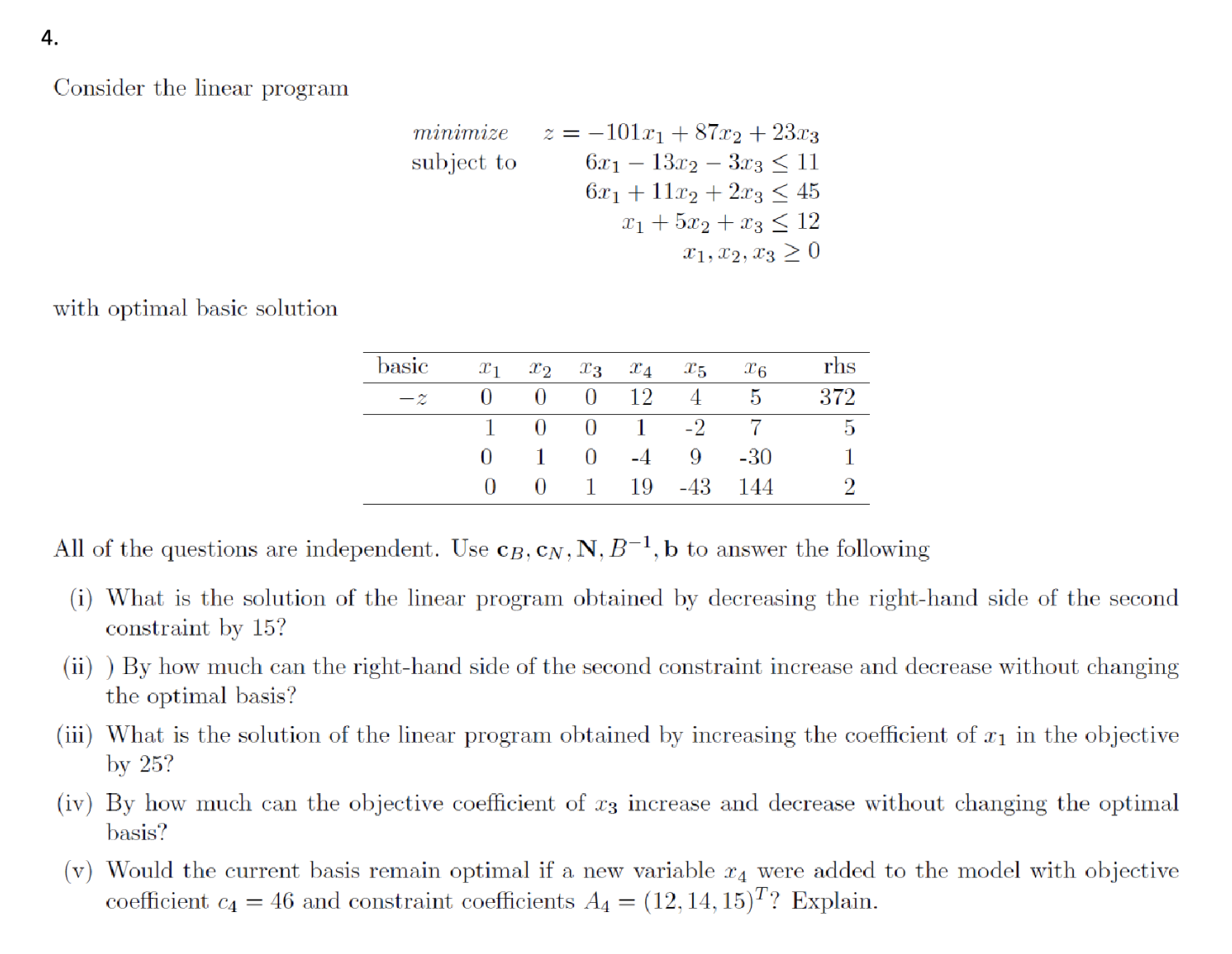Consider the linear program minimize subject to | Chegg.com
