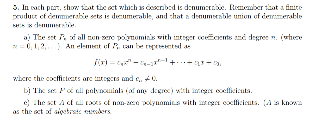 Solved 5. In each part, show that the set which is described | Chegg.com