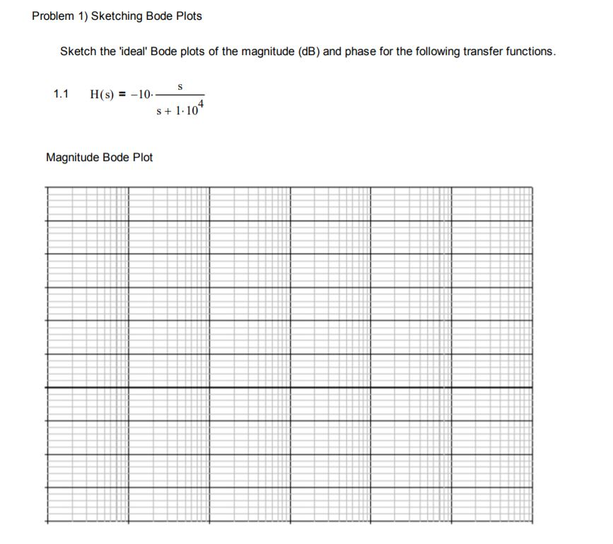 Solved Problem 1) Sketching Bode Plots Sketch the 'ideal' | Chegg.com Solved Problem 1) Sketching Bode Plots Sketch the 'ideal' | Chegg.com