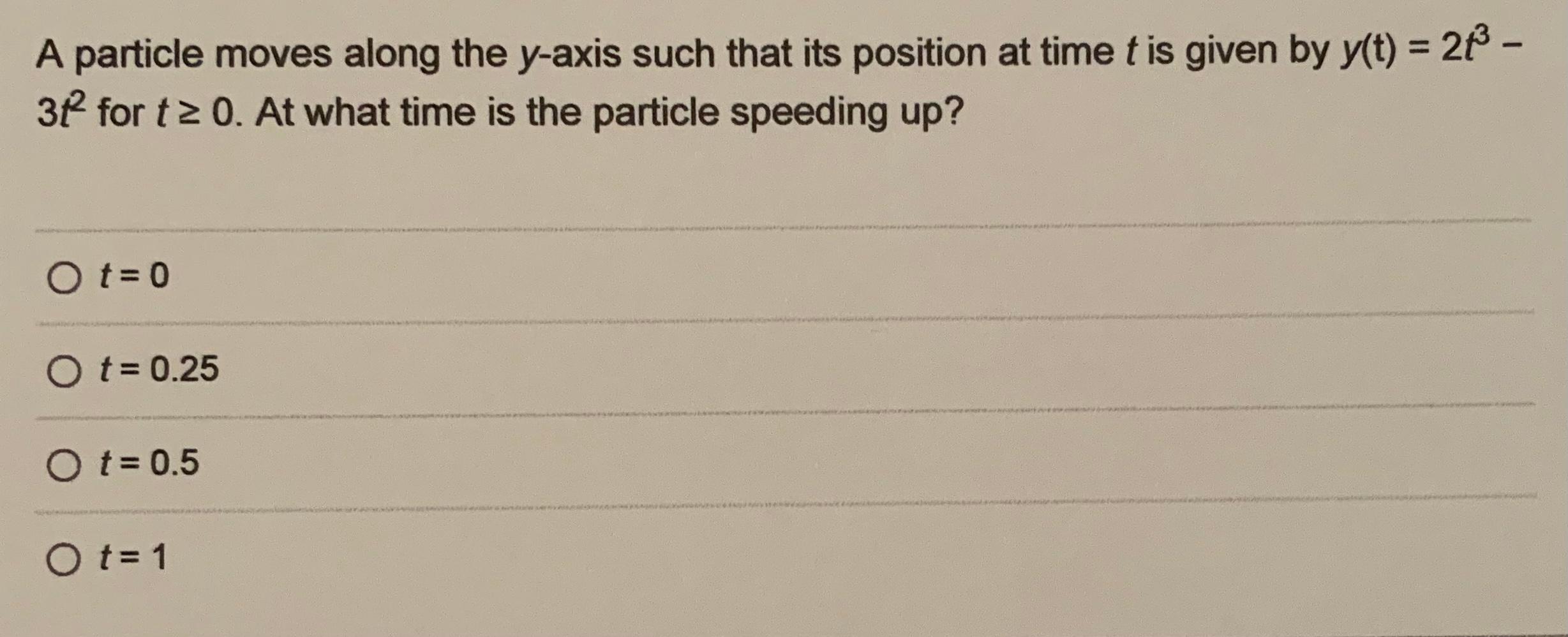 Solved A particle moves along the y-axis such that its | Chegg.com
