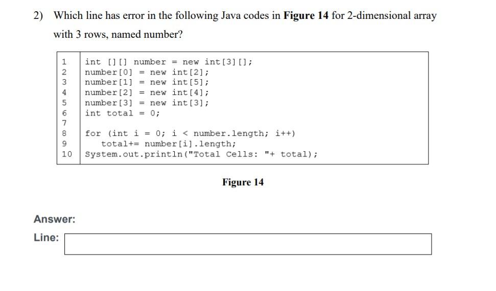 Solved 2) Which line has error in the following Java codes | Chegg.com