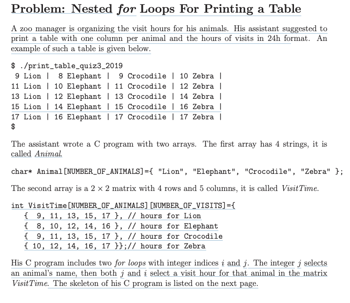 Solved A zoo manager is organizing the visit hours for his | Chegg.com