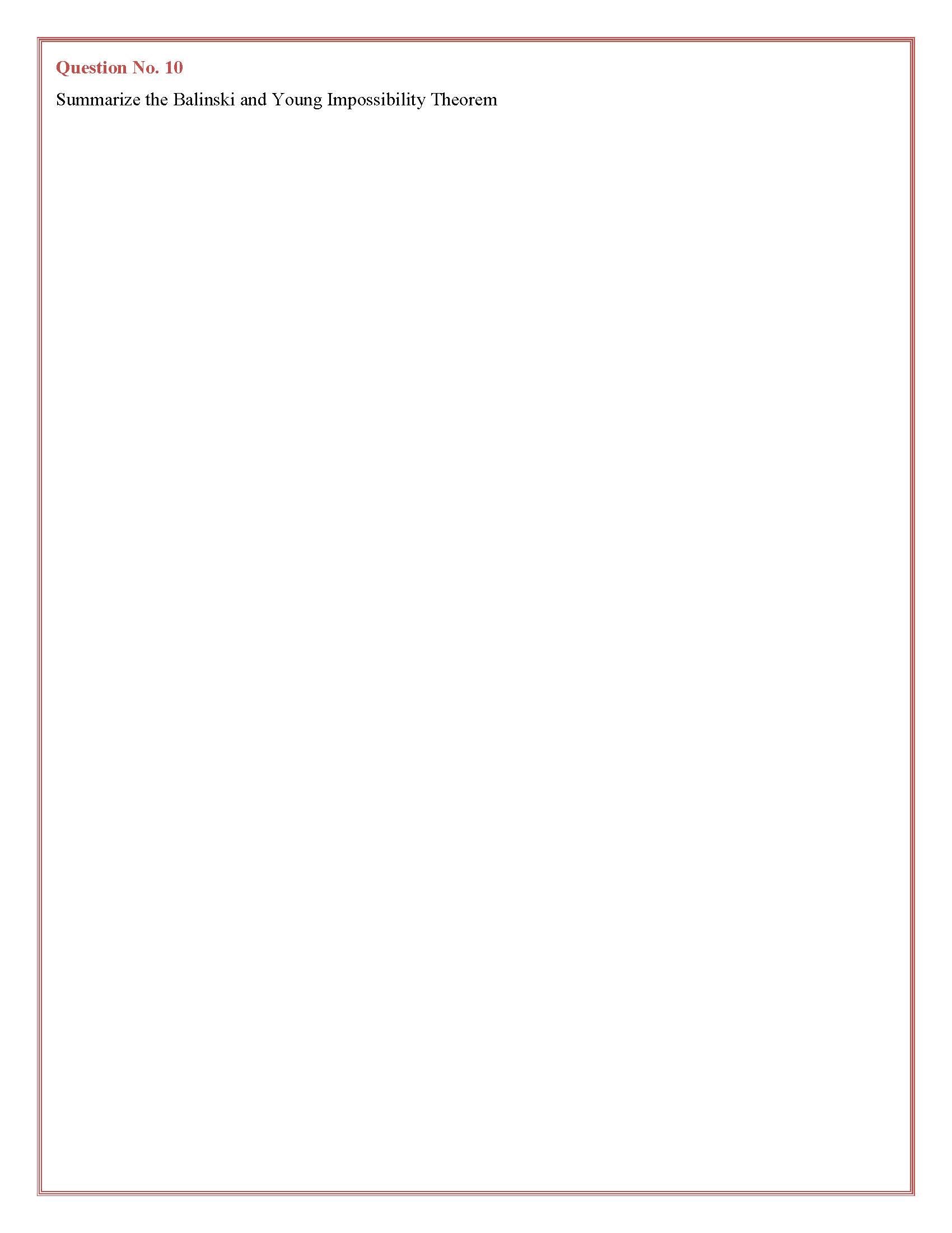 Solved Question No. 10 Summarize the Balinski and Young | Chegg.com