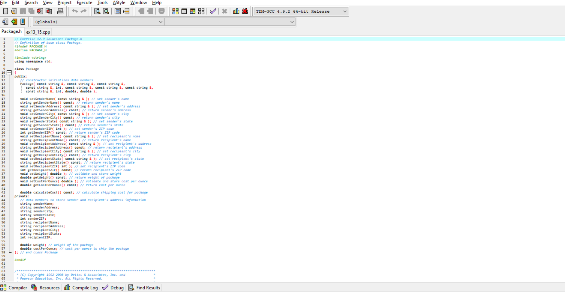 Solved File Edit Search View Project Execute Tools AStyle | Chegg.com