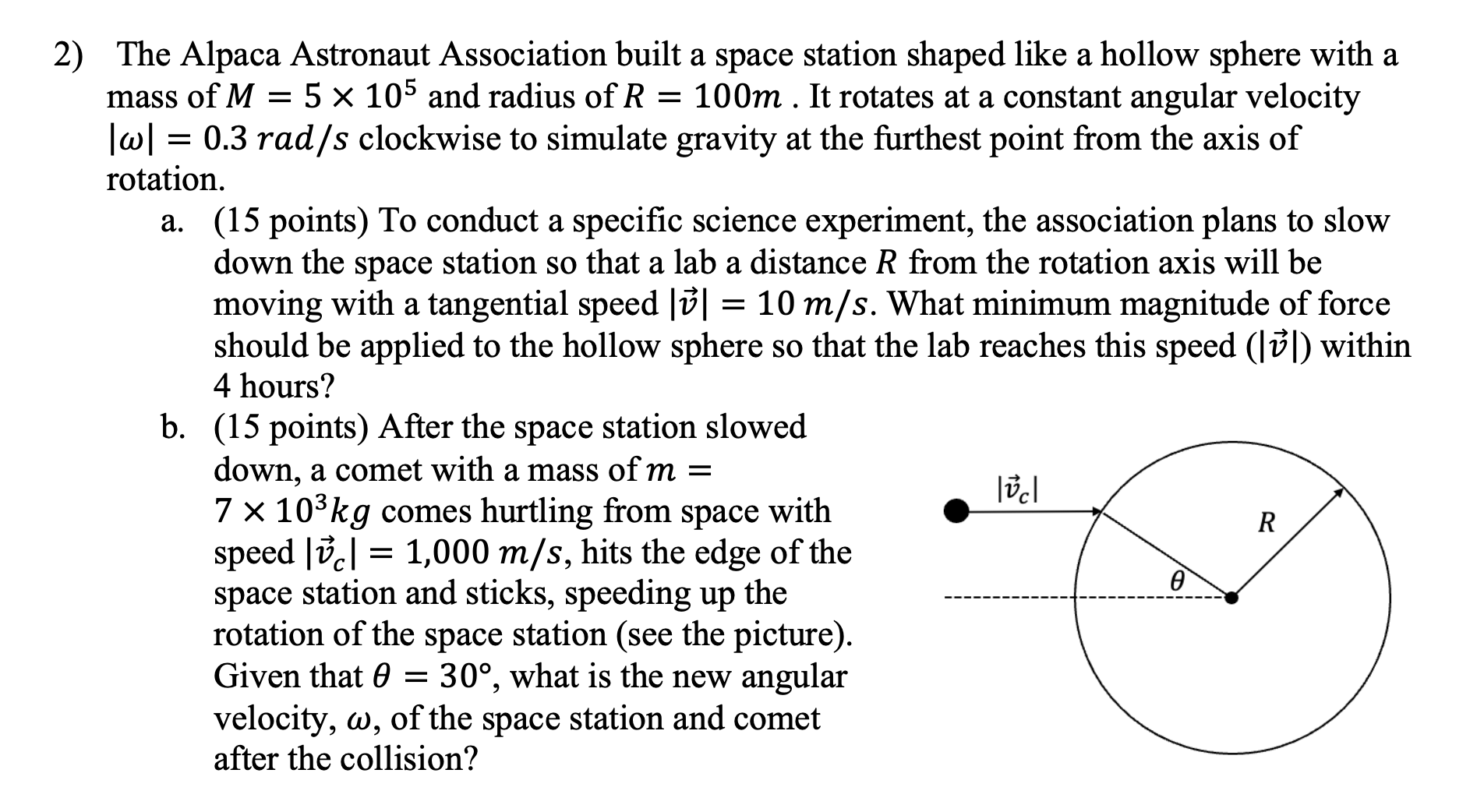 Solved The Alpaca Astronaut Association built a space | Chegg.com
