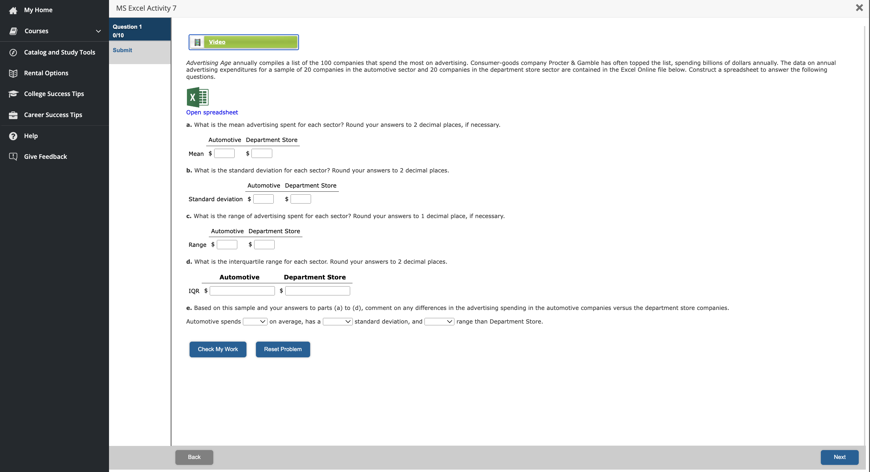 My Home Courses Catalog and Study Tools E. Rental | Chegg.com