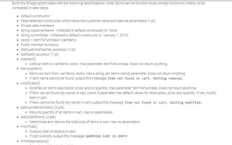 Solved 10.14 LAB*: Program: Online shopping cart (Part 2) | Chegg.com