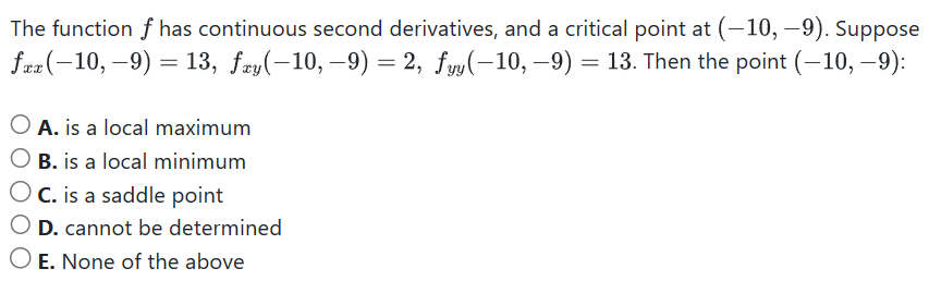 Solved The function f has continuous second derivatives, and | Chegg.com
