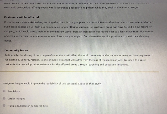 Solved 5. Enhancing Readability Through Document Design When | Chegg.com